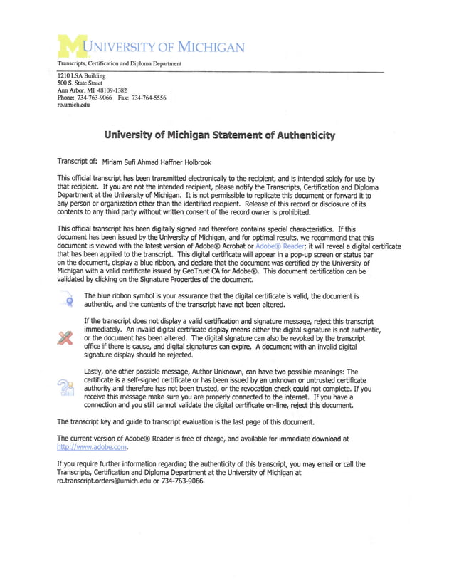 UofM MSW Transcript for Upload | PDF