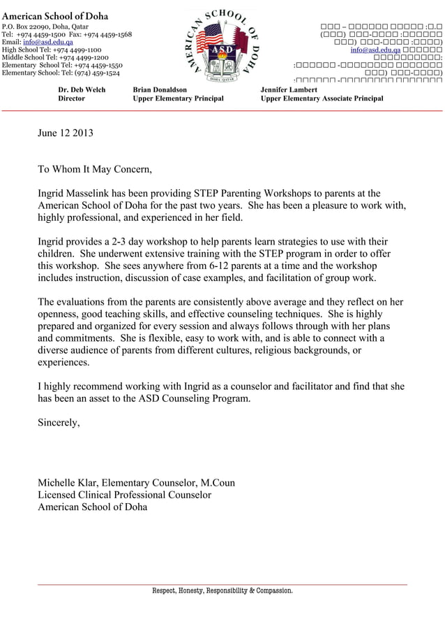 ASD reference letter | PDF