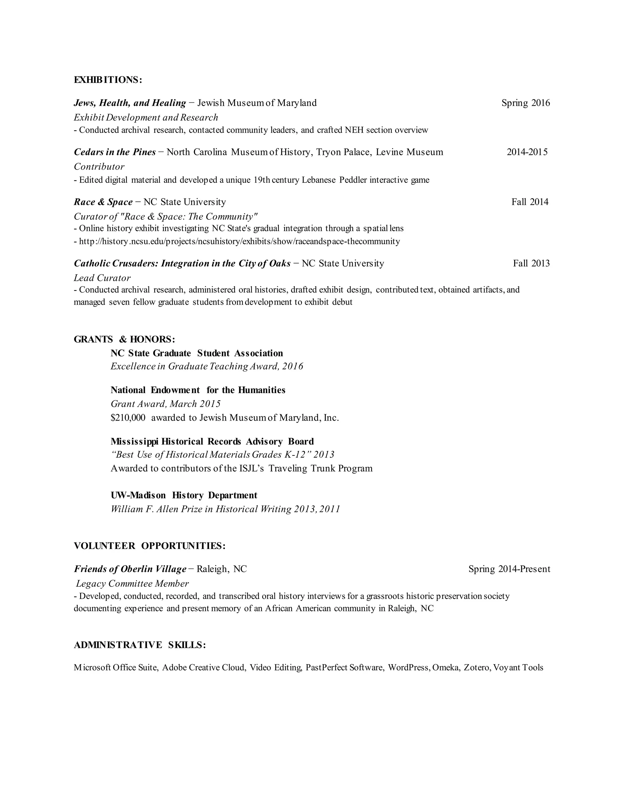 Benter_Amanda_Resume2 | DOCX | Museums & Galleries | Attractions