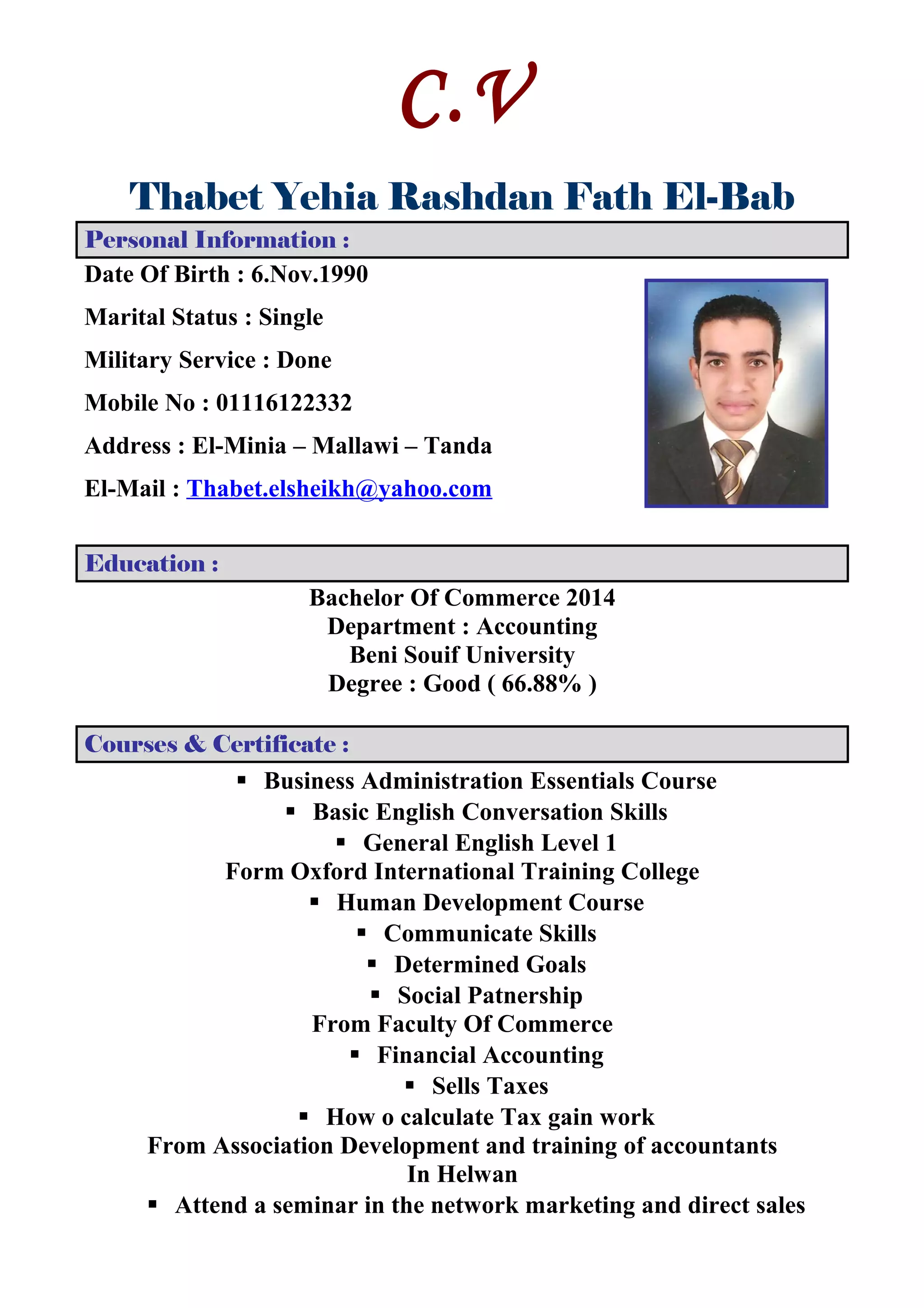 CvThabet Yehia Rashdan | DOC