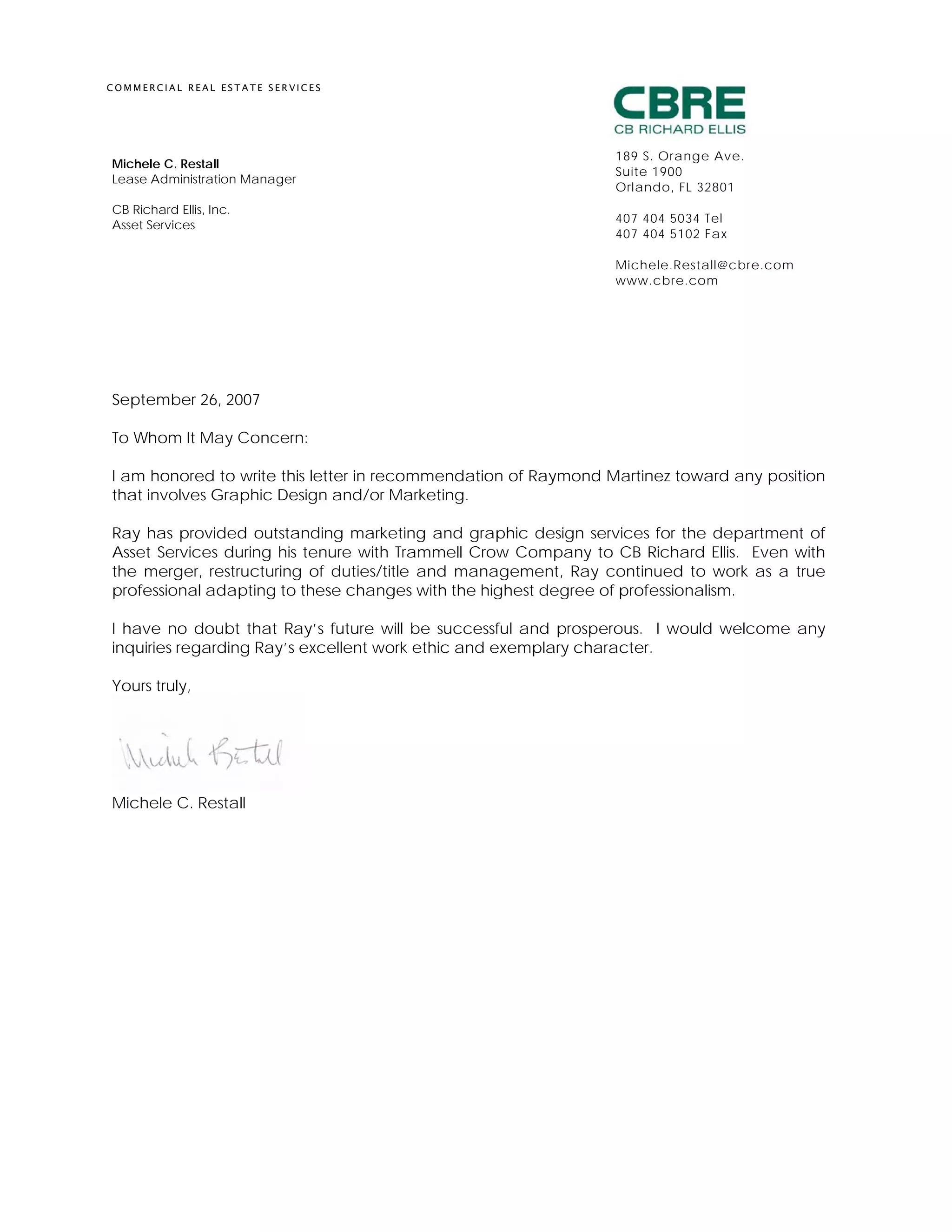 CBRE Reference Letters | PDF