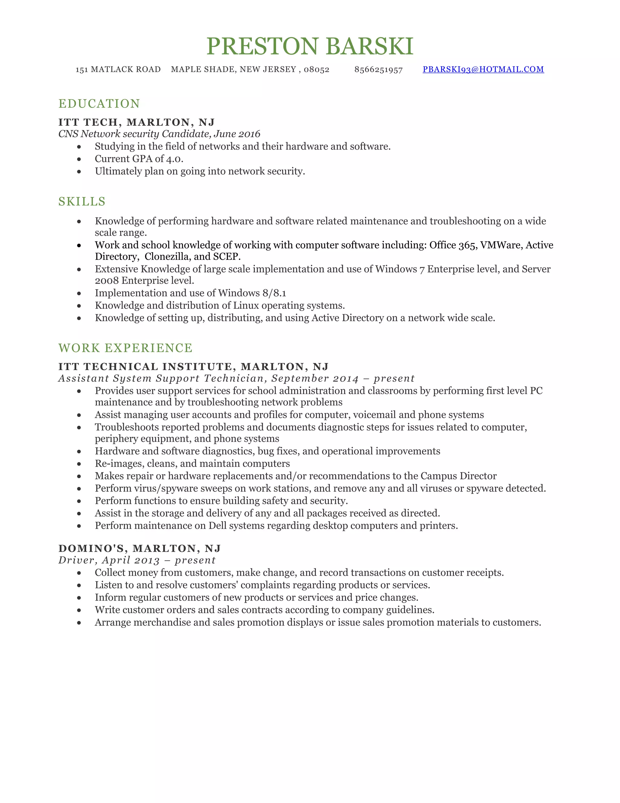 Preston Barski_CNS Resume 2 (1) | PDF