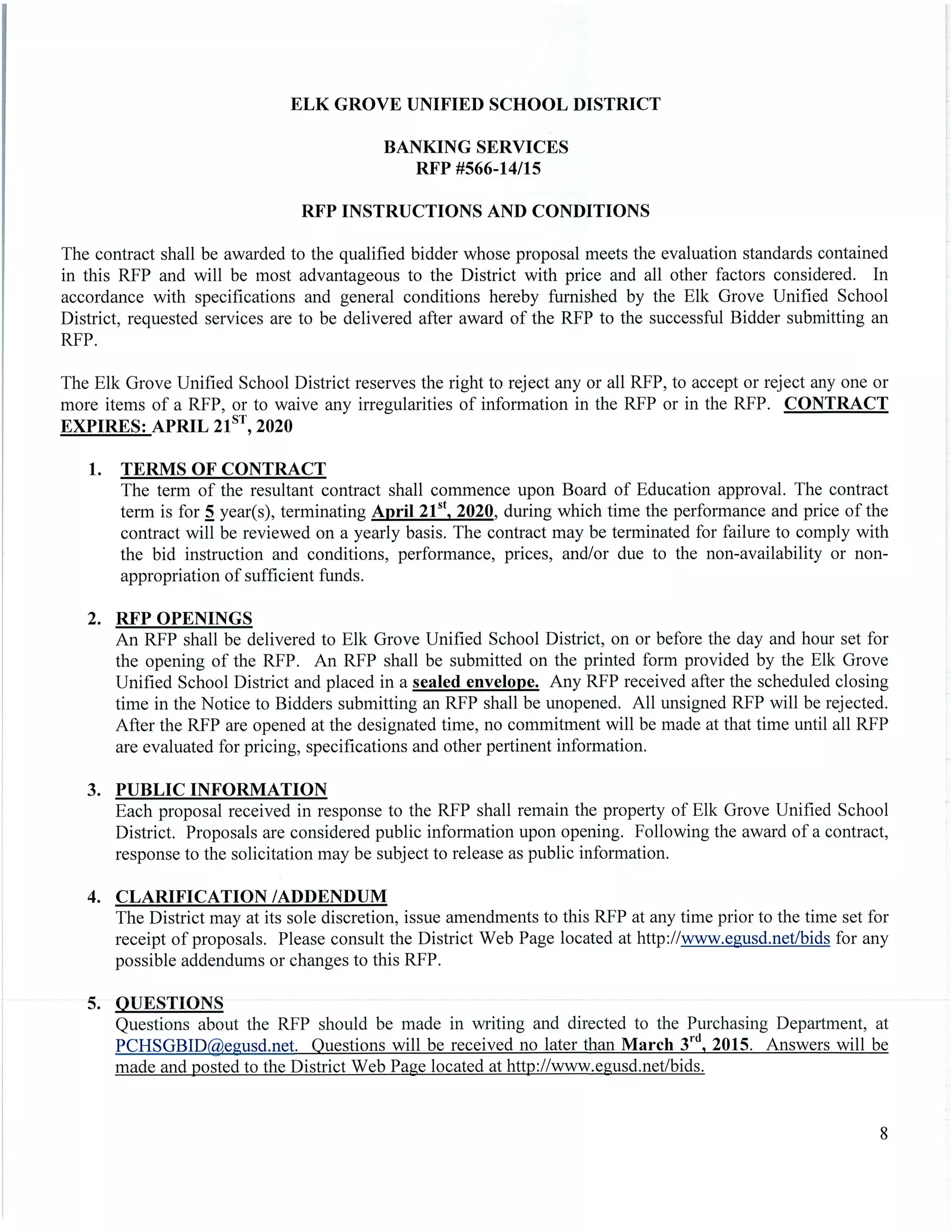 Banking Services RFP FINAL | PDF