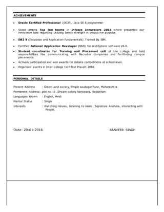 Ranveer updated Resume | DOCX