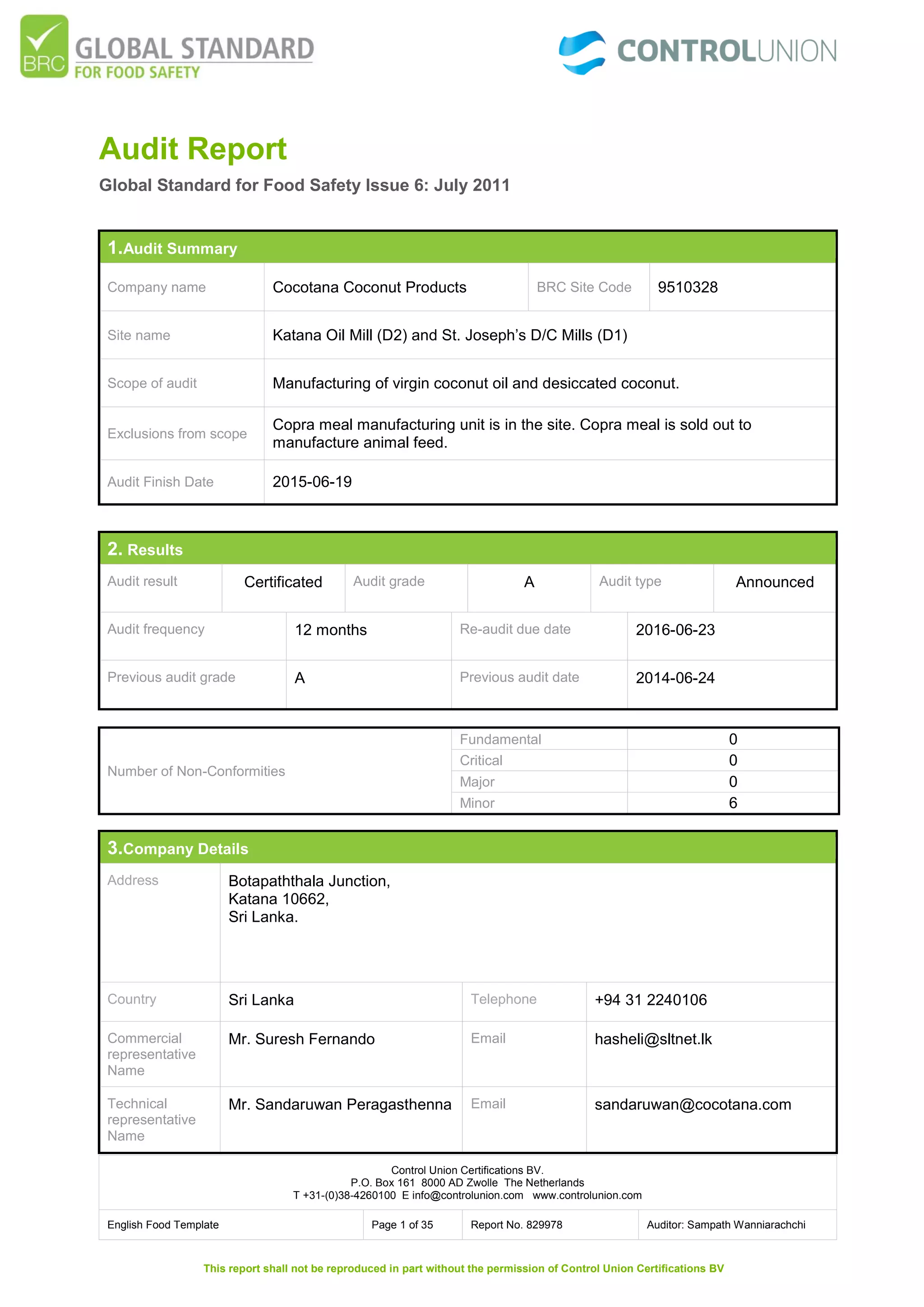 Audit Report 2015 - BRC | PDF
