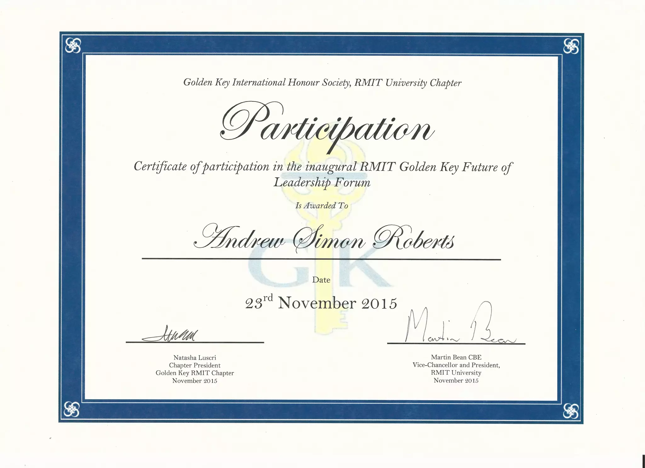 Golden Key Certificate 2015_ | PDF
