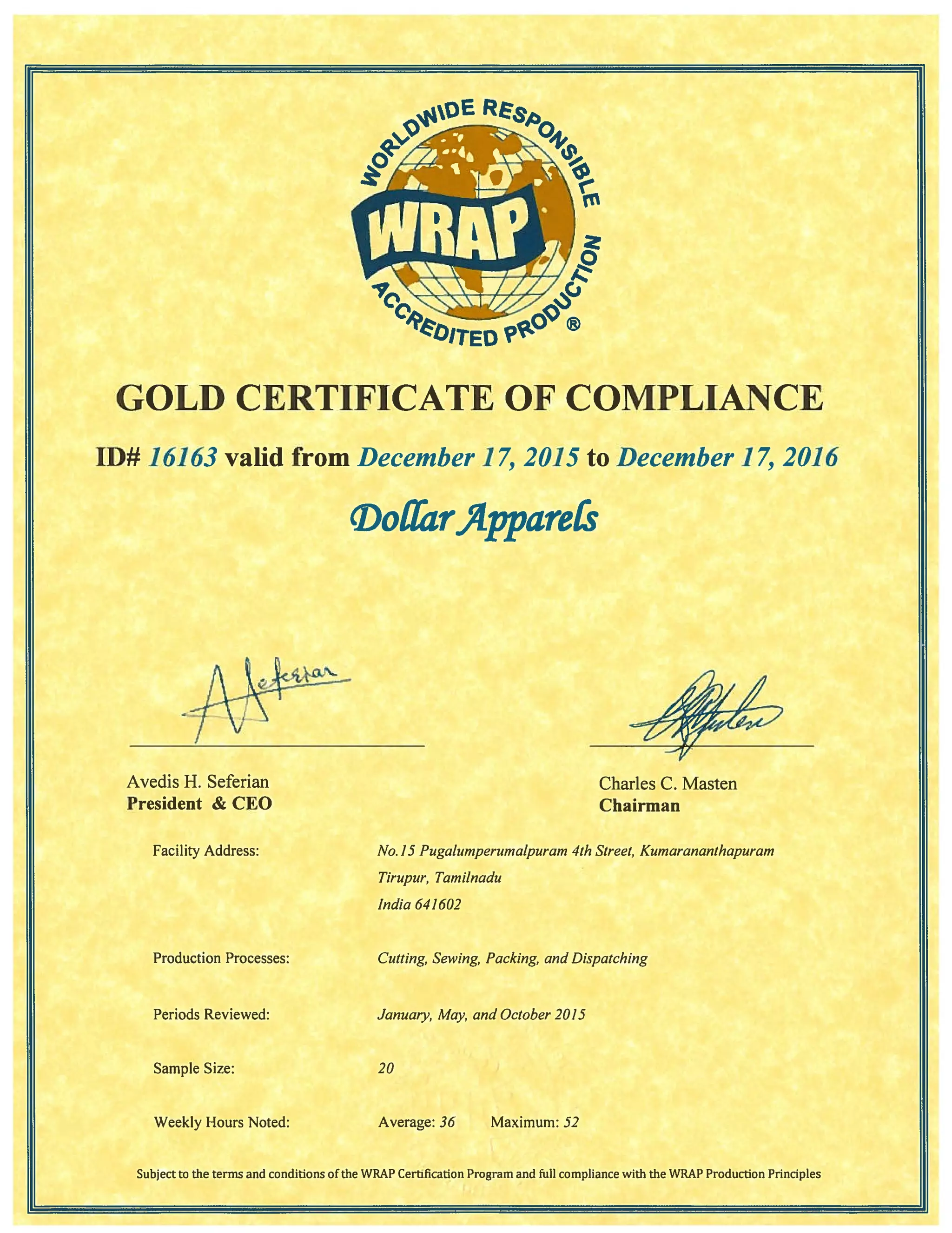 DOLLAR APPARELS WRAP CERTIFICATE | PDF