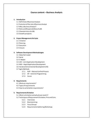 Course Content - Business Analysis.pdf | Business | Business and Finance