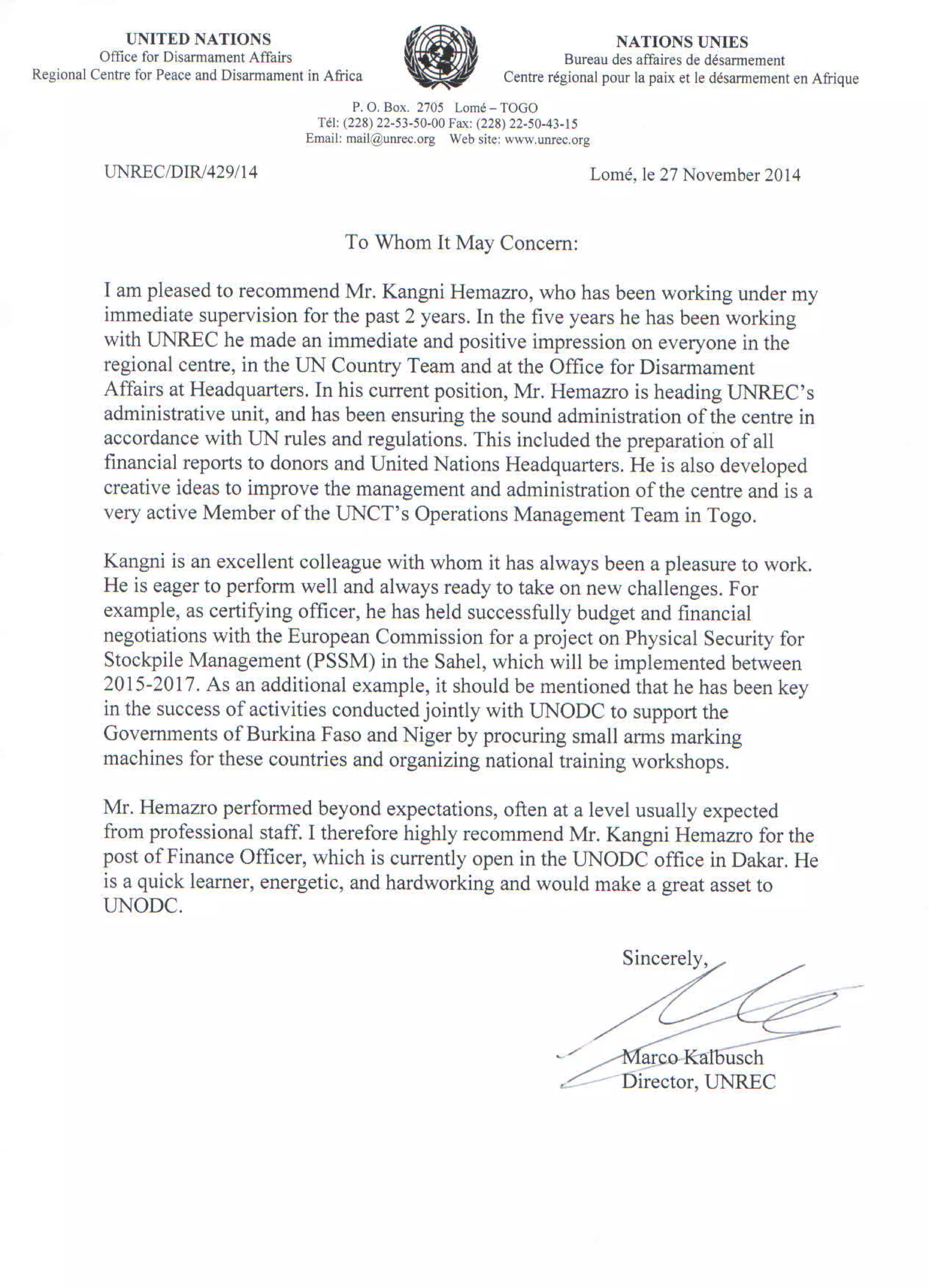 Recommandation Letter | PDF