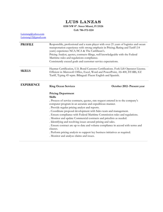 Luis Lanzas RESUME #3 | PDF