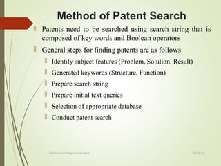 Patent search analysis and report | PPT