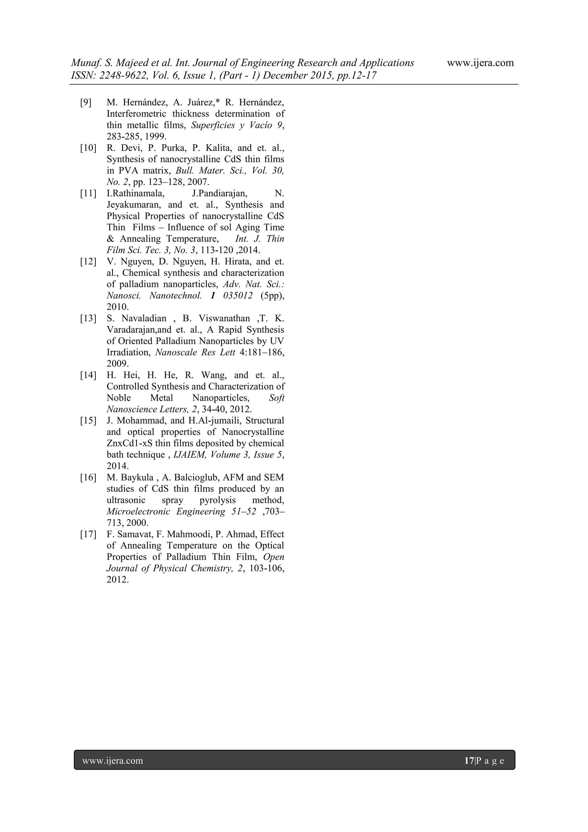 Studying the Structure and the Optical Properties of Pd Nanoparticles Affected by Precursor ...