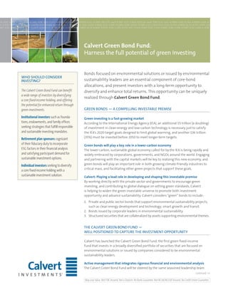 Calvert Green Bond Fund Fact Sheet | PDF