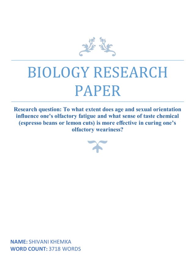 BIOLOGY RESEARCH PAPER | PDF