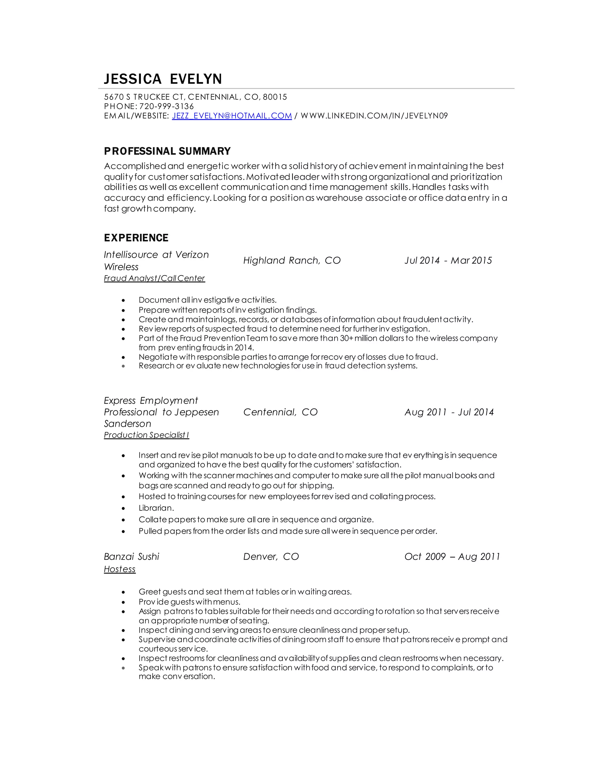 Jessica Resume 2015 | DOCX