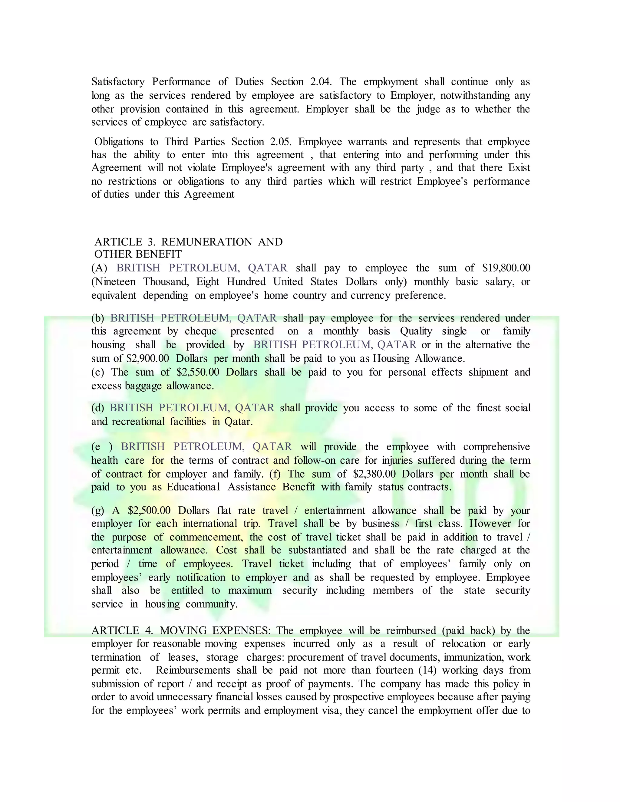 British Petroleum Qatar. contract | DOCX | Government Support and ...