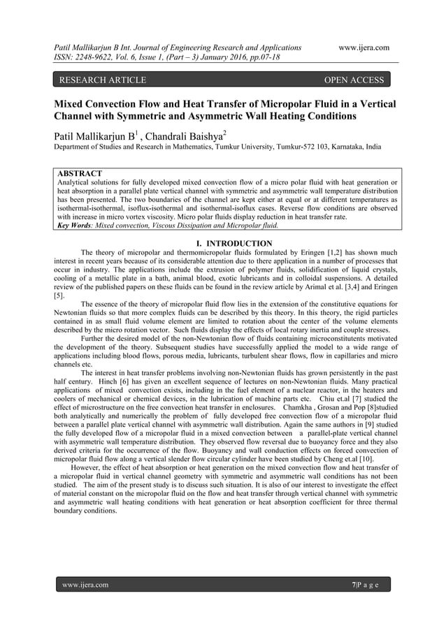 Mixed Convection Flow and Heat Transfer of Micropolar Fluid in a Vertical Channel with Symmetric ...