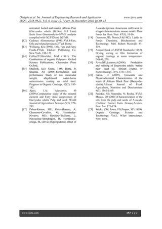 Studies on the Paint Forming Properties of Avocado(Persea Americana ...