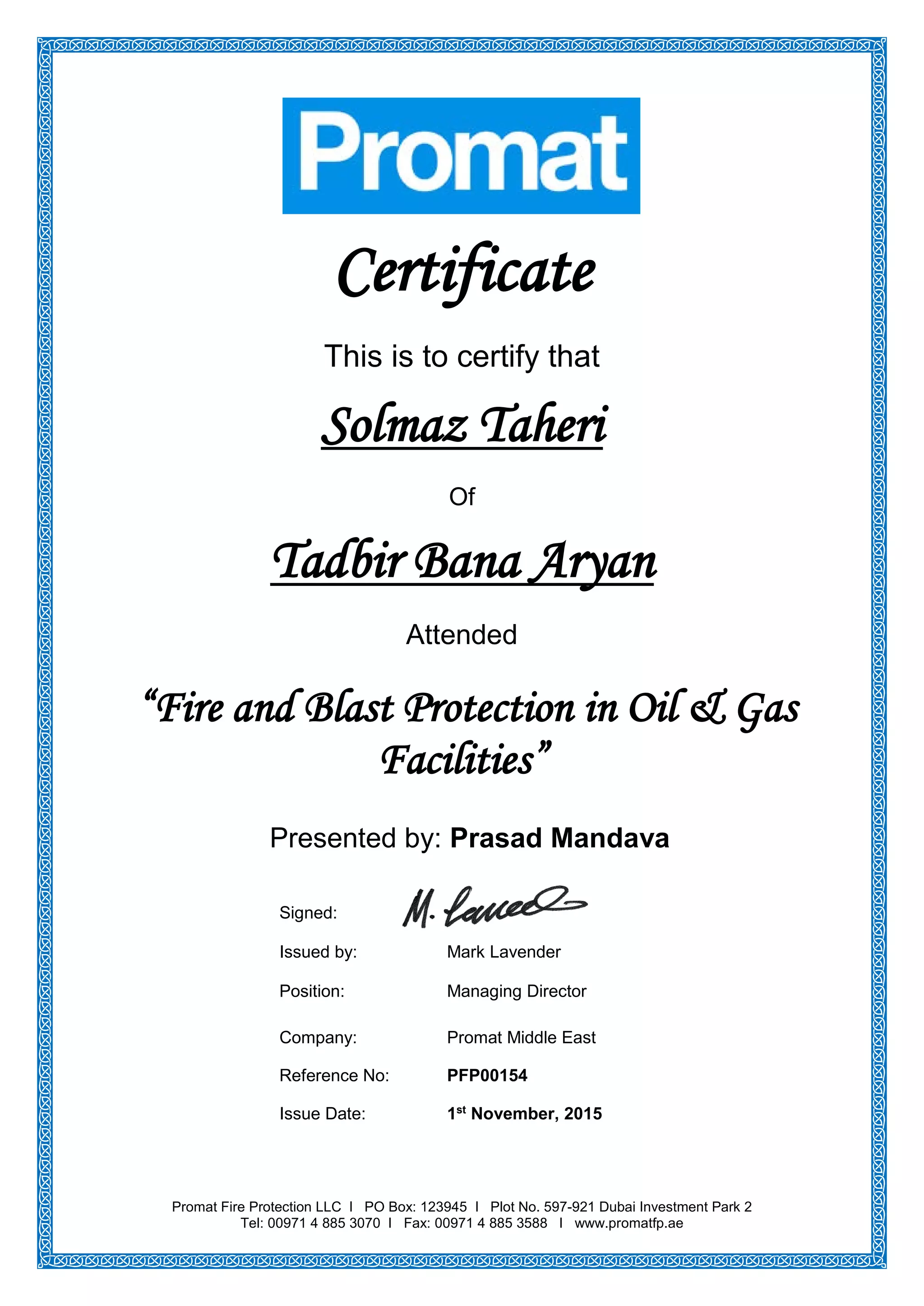 Promat Certificate | PDF