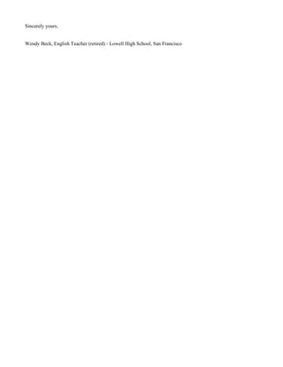 Letter of Recommendation from Wendy Beck | PDF