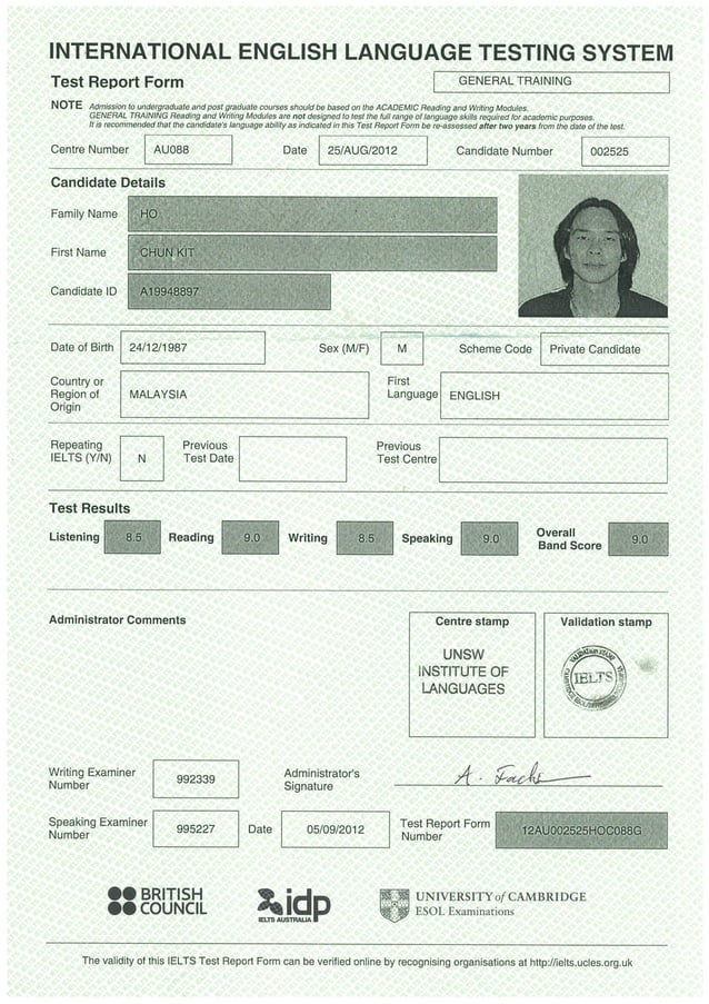IELTS Score Sheet | PDF