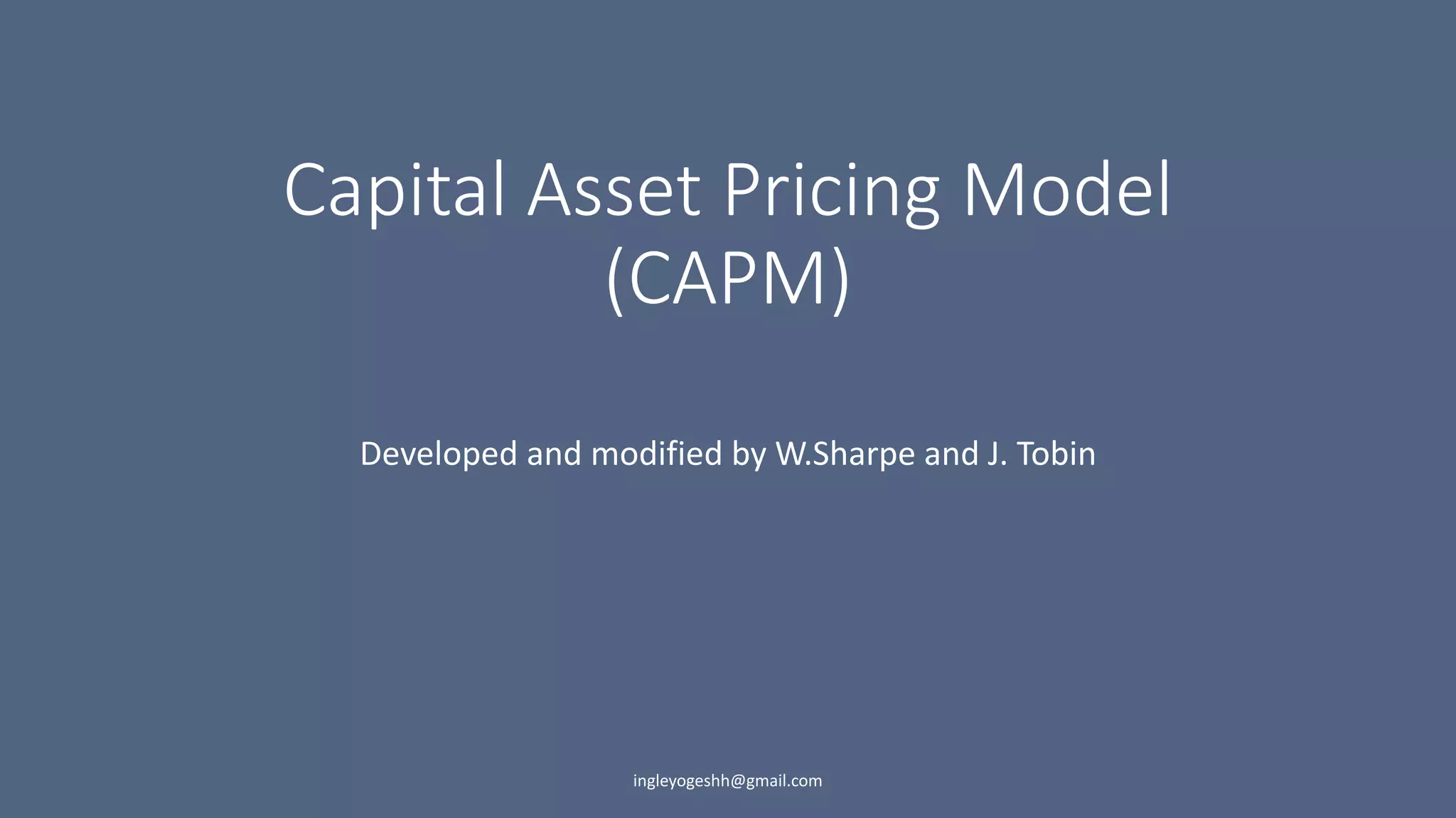 SAPM lecture 4 Capital Asset Pricing Model theory | PPTX