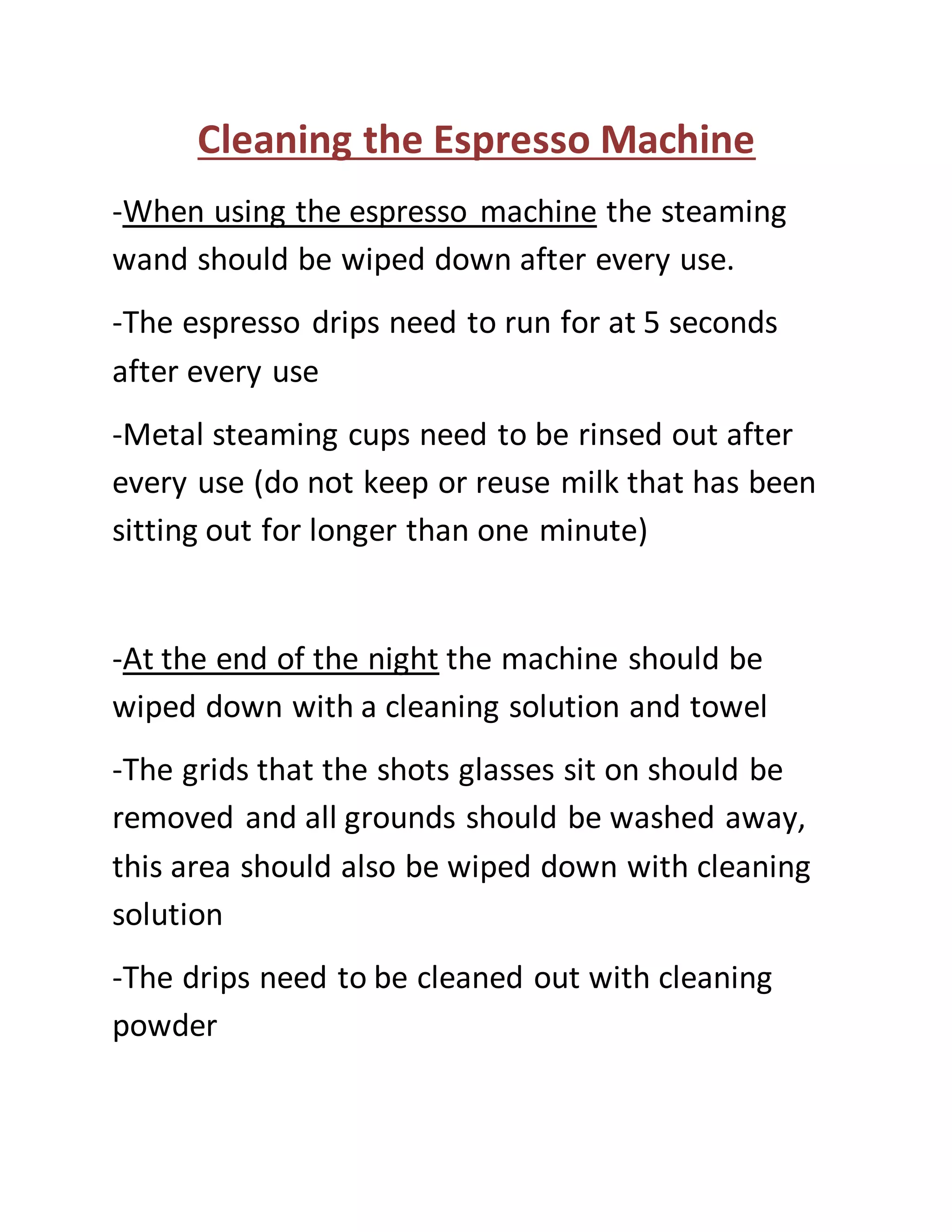 Opening & Closing Duties | DOCX