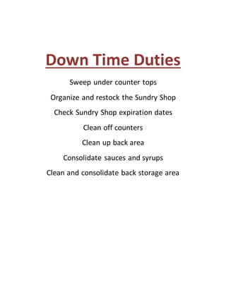 Opening & Closing Duties | DOCX