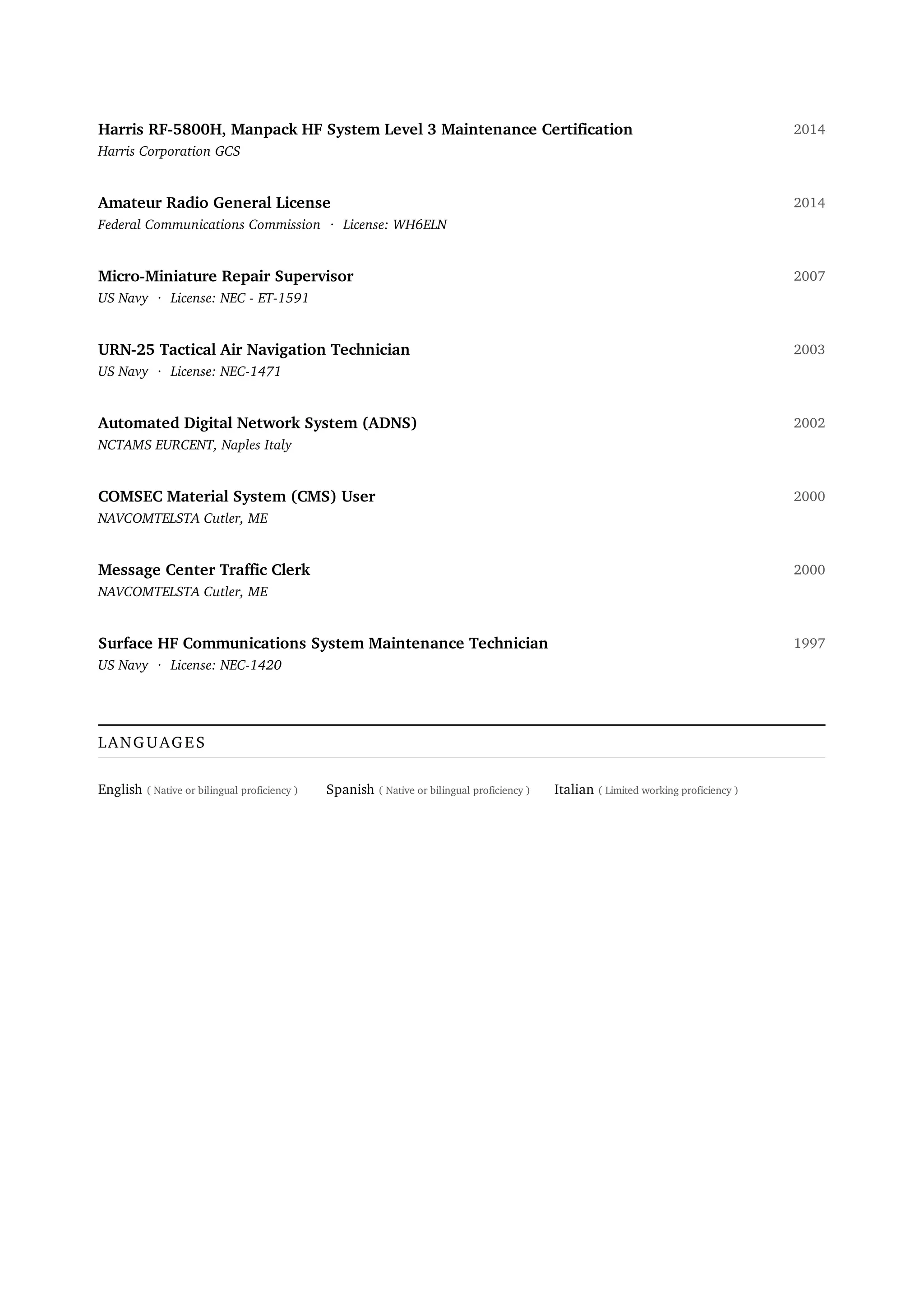 David Castro - WH6ELN Resume | PDF