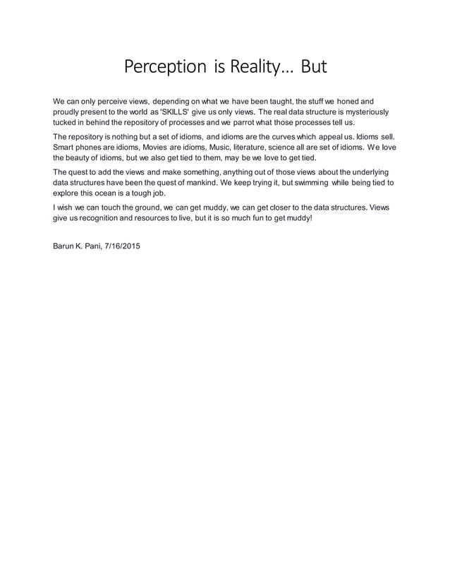 Perception is Reality | PDF