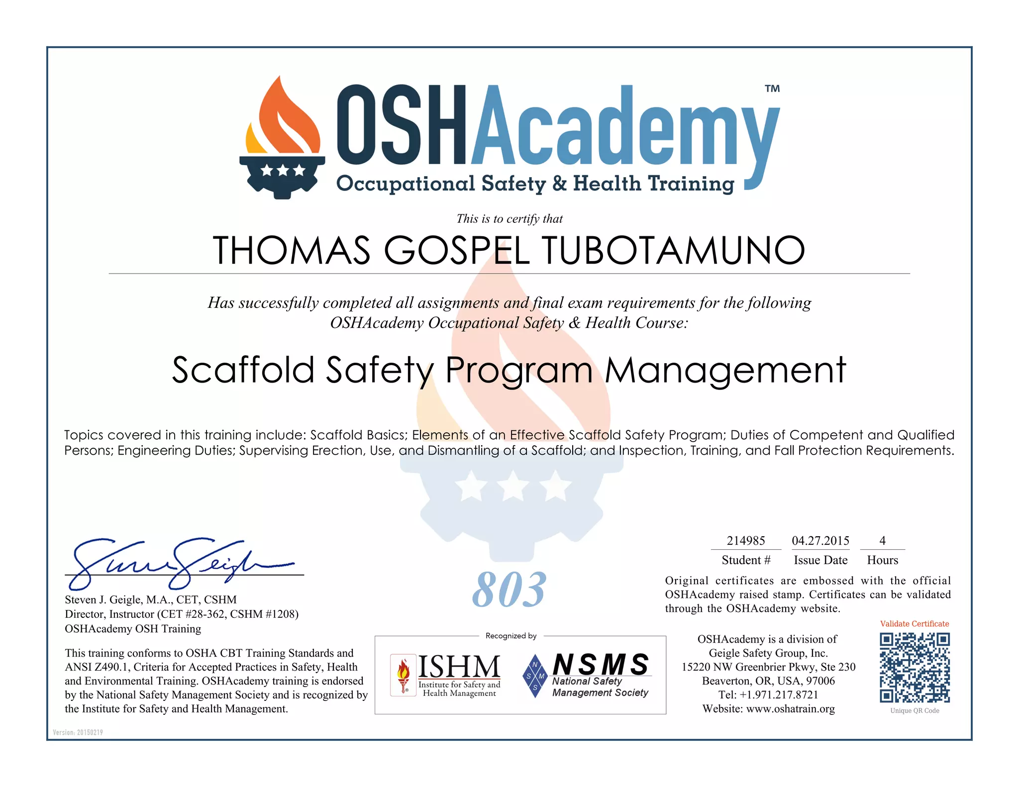 SCAFFOLD SAFETY PROGRAM MANAGEMENT OSHA | PDF