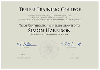 Certificate TEFL | PDF