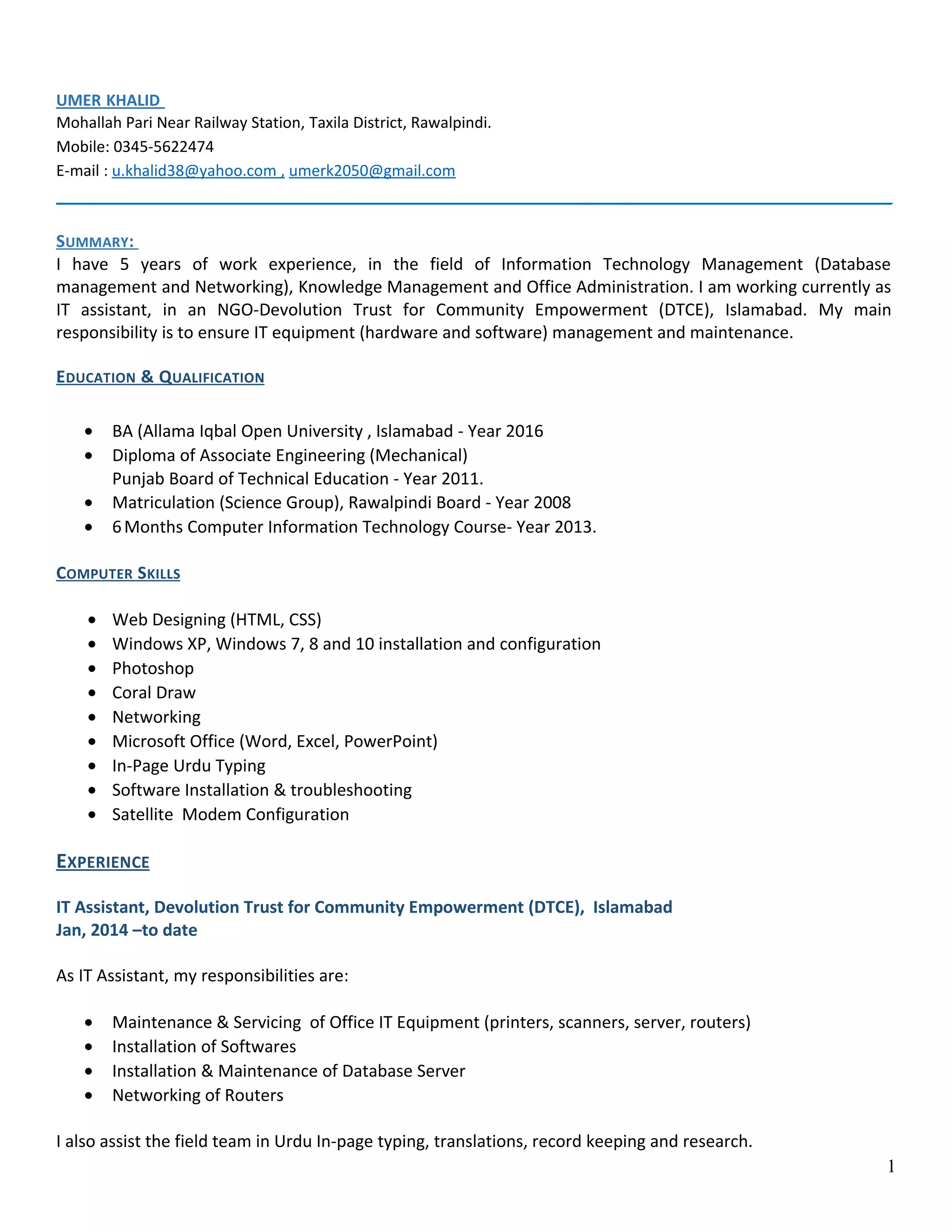 Umer Khalid_CV | DOC