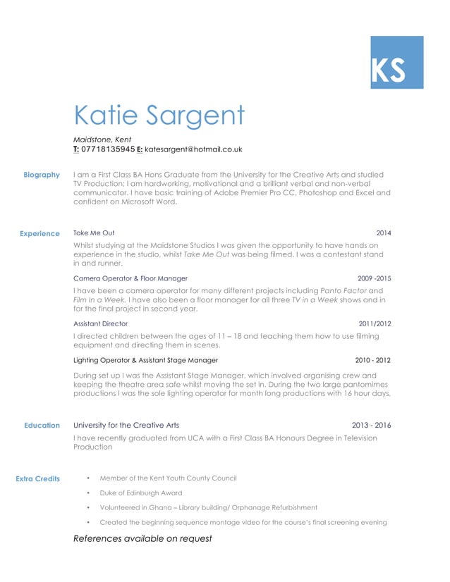 Kate Sargent CV | PDF