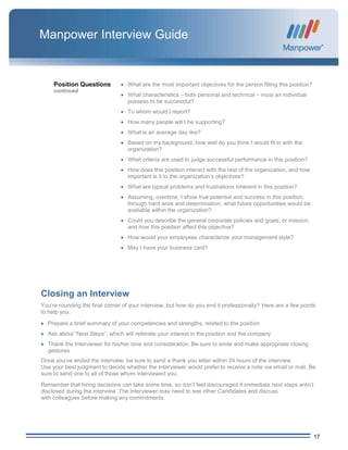 Manpower Interview Guide | PDF