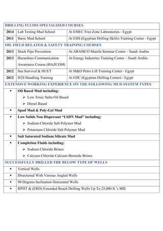 Mud Engineer Karim Elkiey s C.V | PDF