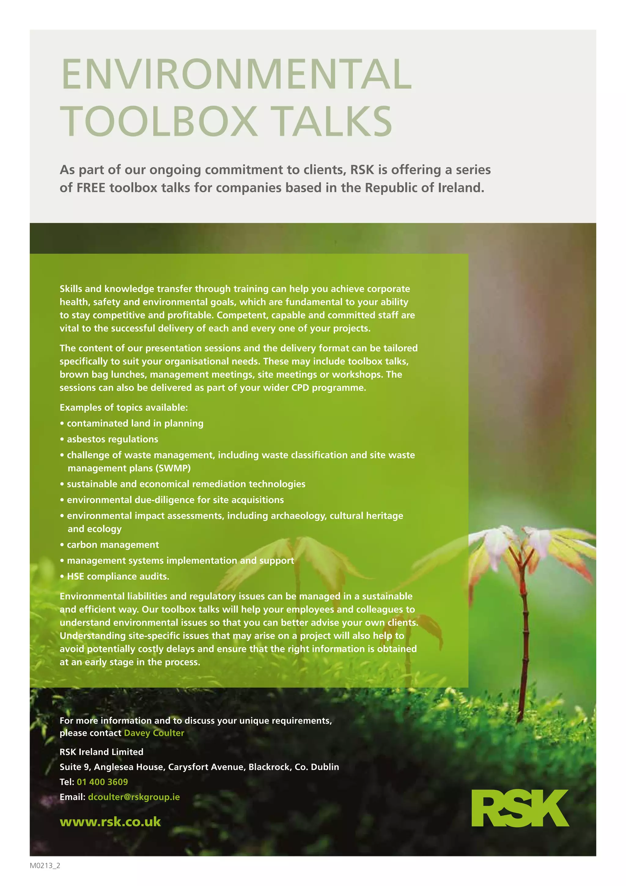 CPD Environmental Toolbox Talks 2015 | PDF