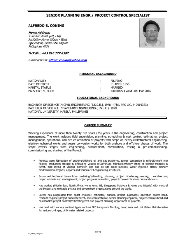 CV_Alfred_Coning2014 | PDF