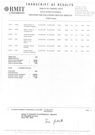 RMIT CERT IV Transcript 2 | PDF