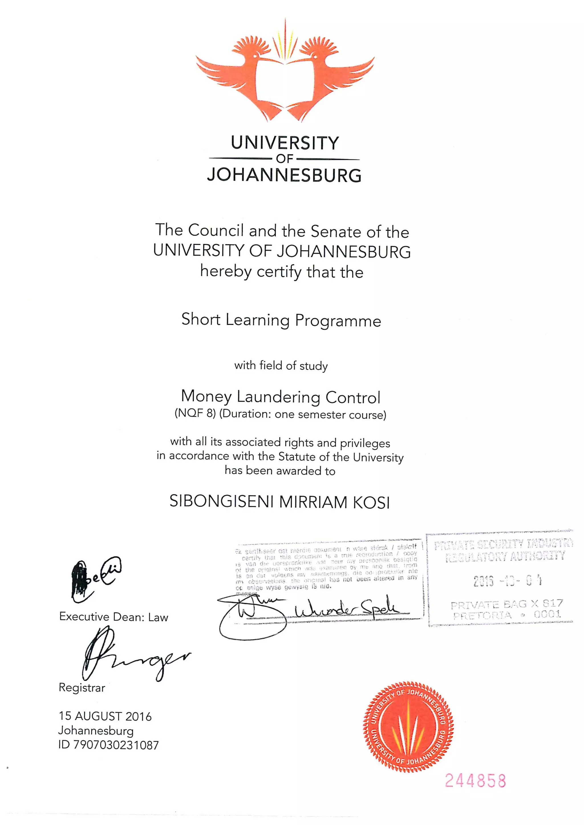 Money Laundering Certificate | PDF