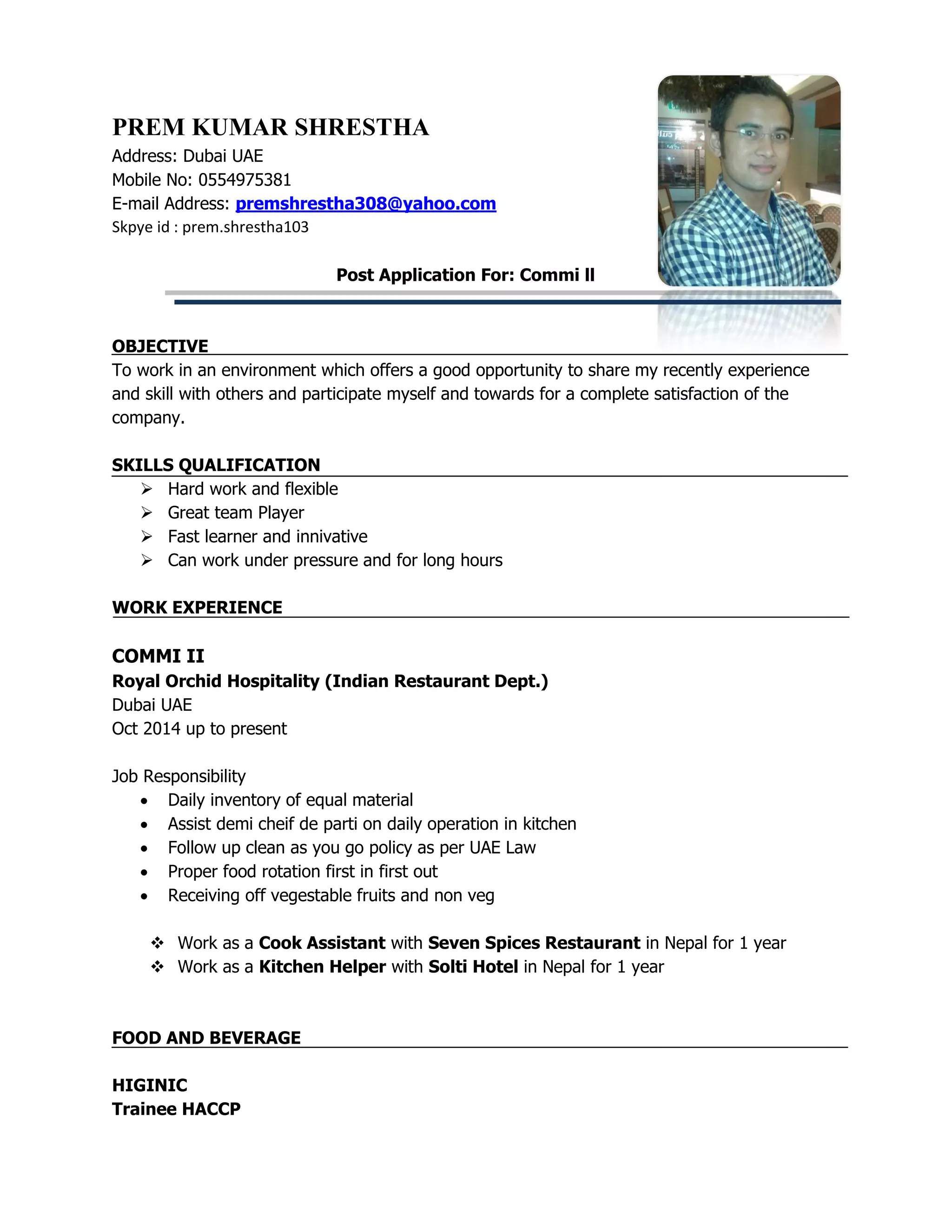 PREM KUMAR SHRESTHA CV Commi | PDF