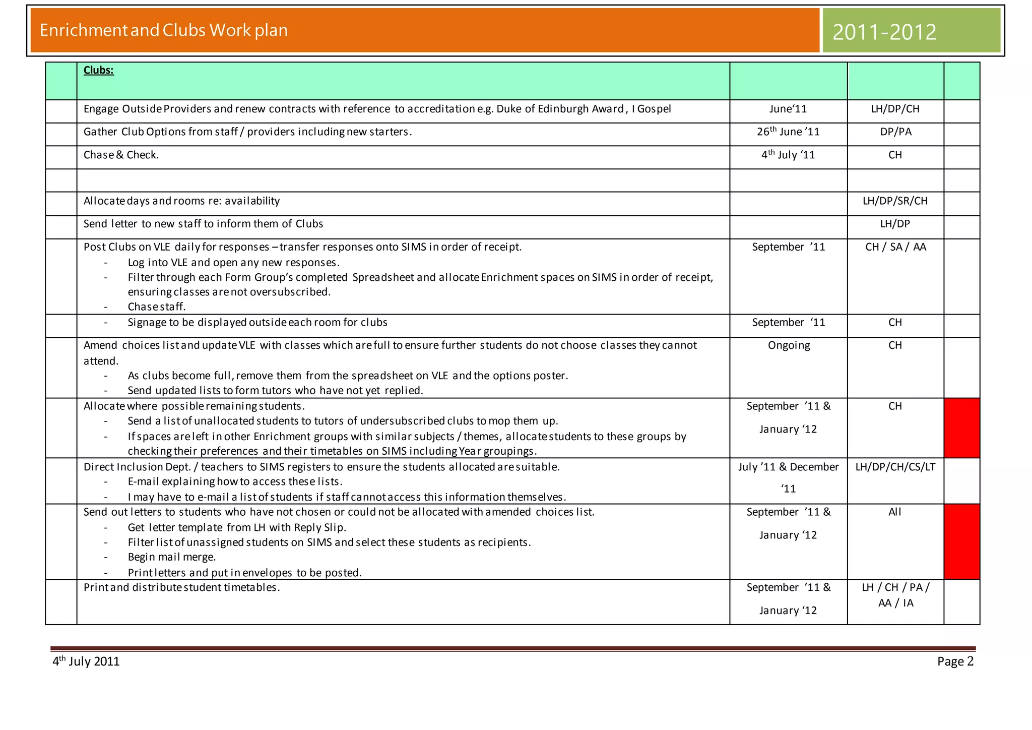 Enrichment & Clubs | DOCX