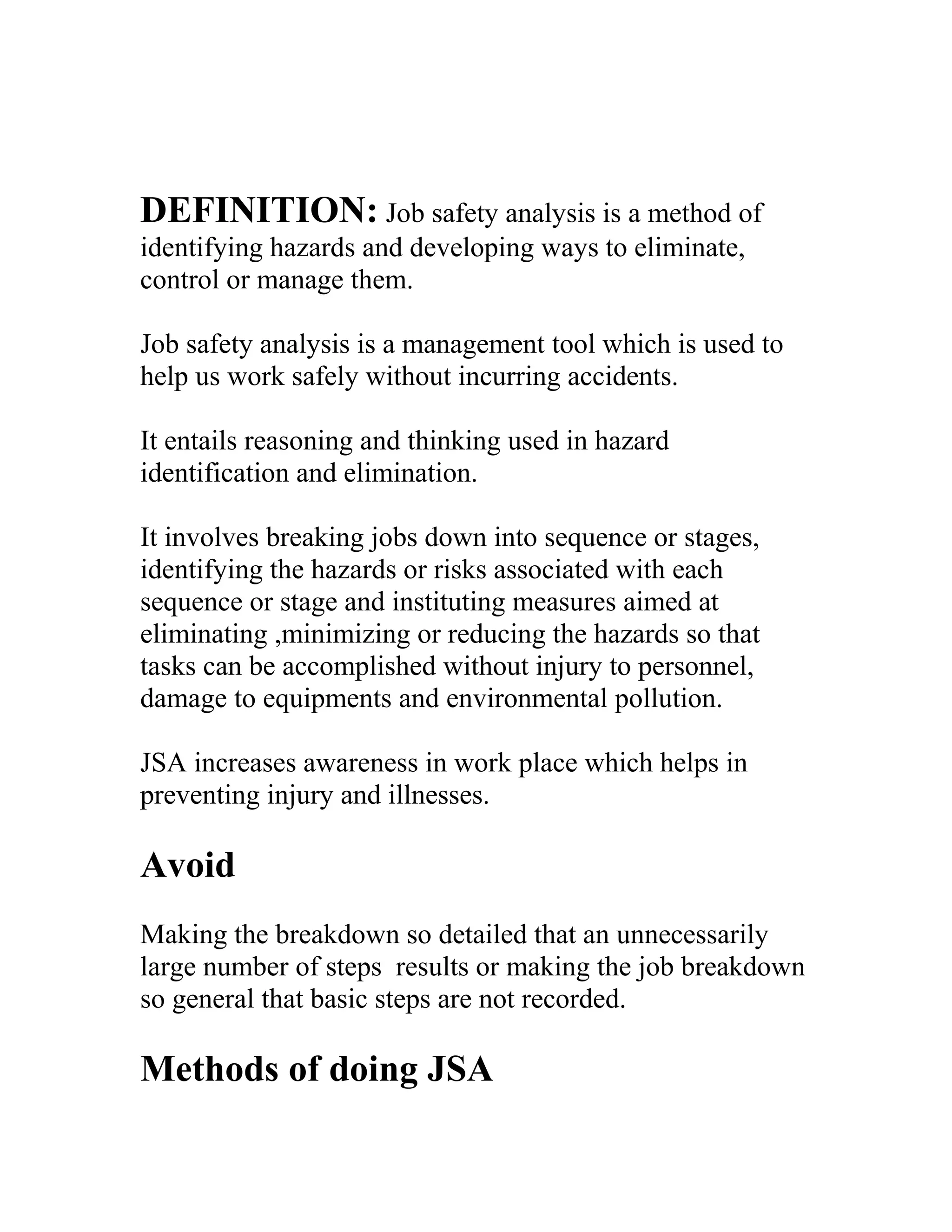 JOB SAFETY ANALYSIS | DOC