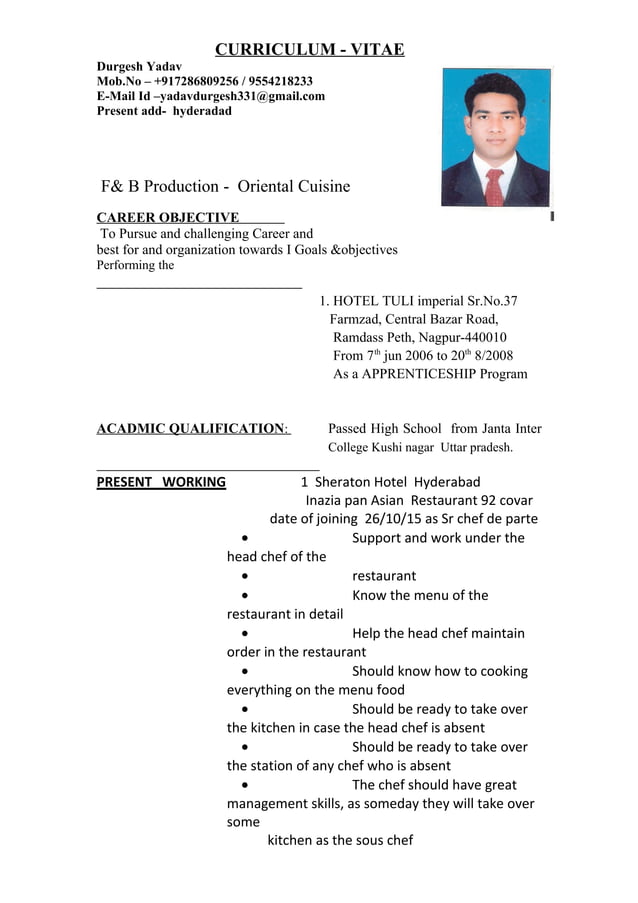 chef durgesh cv (3) | DOC