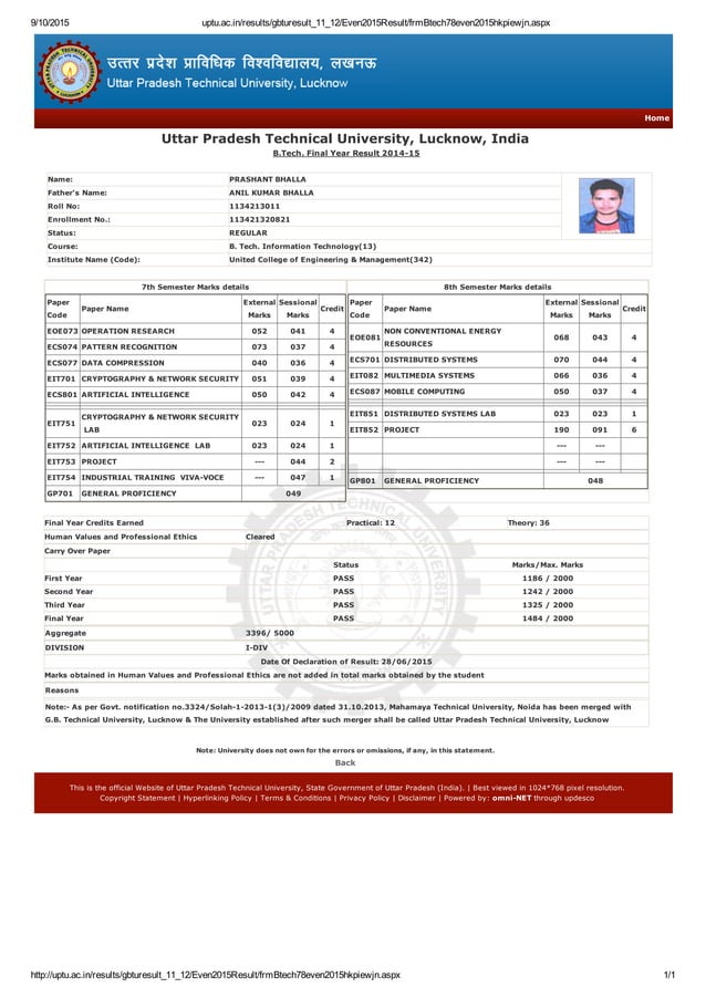 FINALYEARMARKSHEET | PDF | Undergraduate Education | College Education