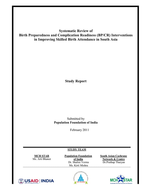 Systematic Review of Birth Preparedness and Complication Readiness ...