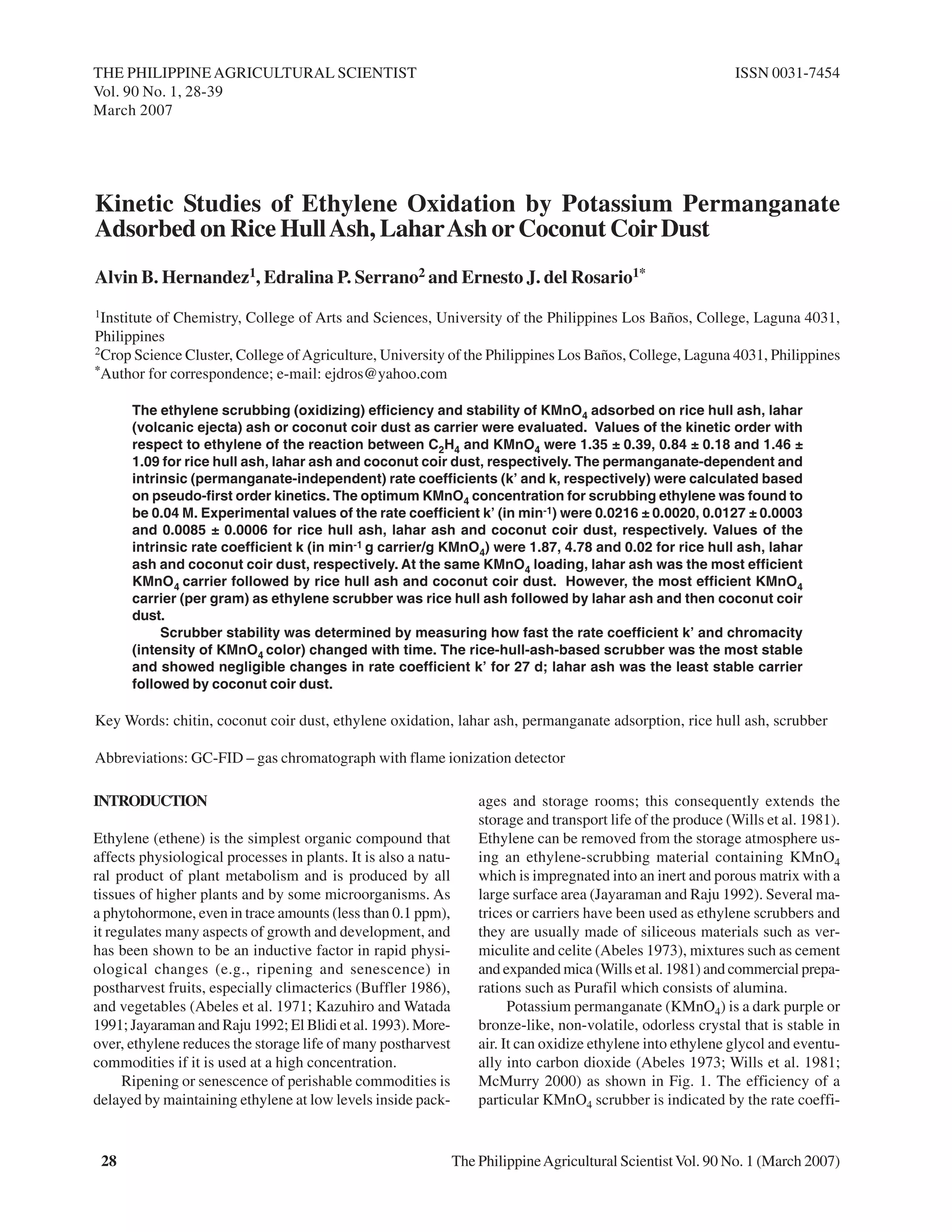 Kinetic Studies of Ethylene Oxidation by Potassium Permanganate ...