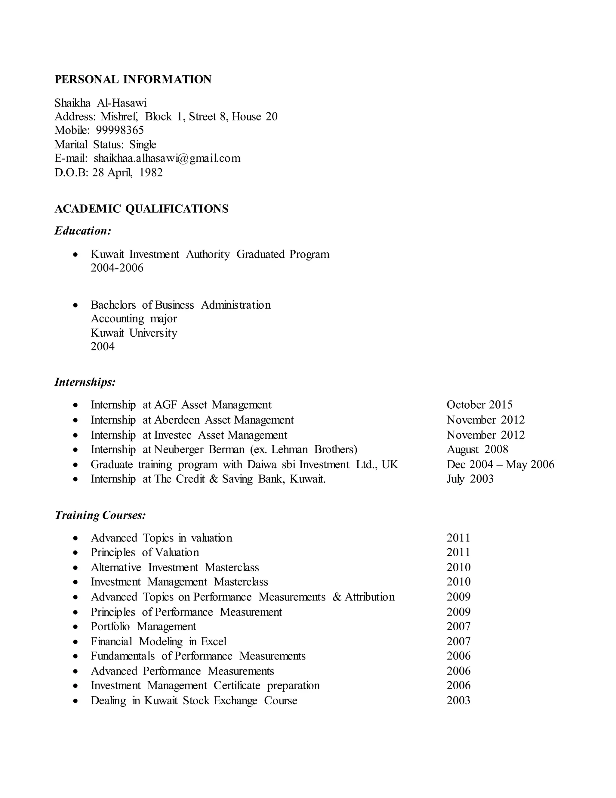 Shaikha Al-Hasawi Final | DOCX | Business Accounting & Finance | Business