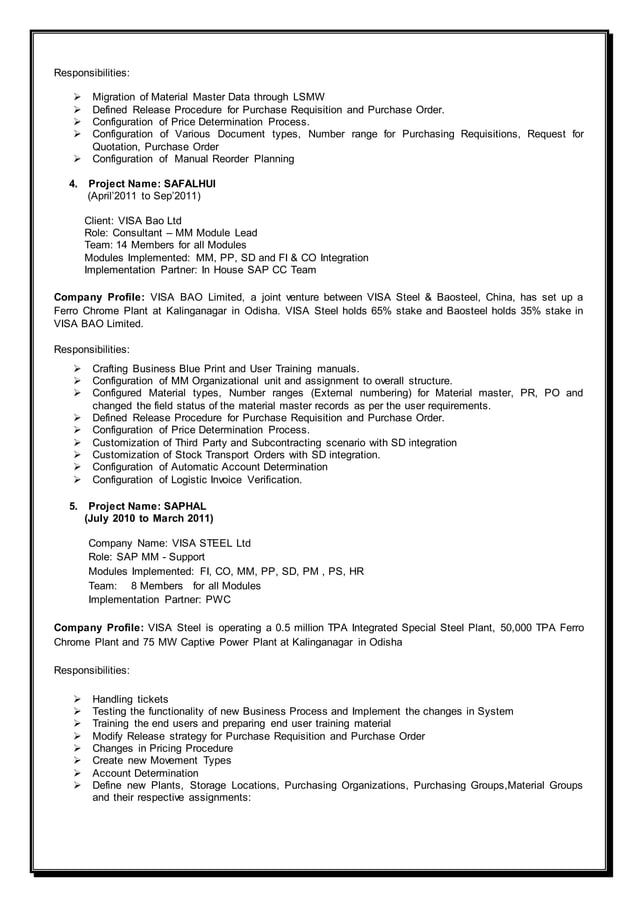 Resume - SAP MM | DOCX