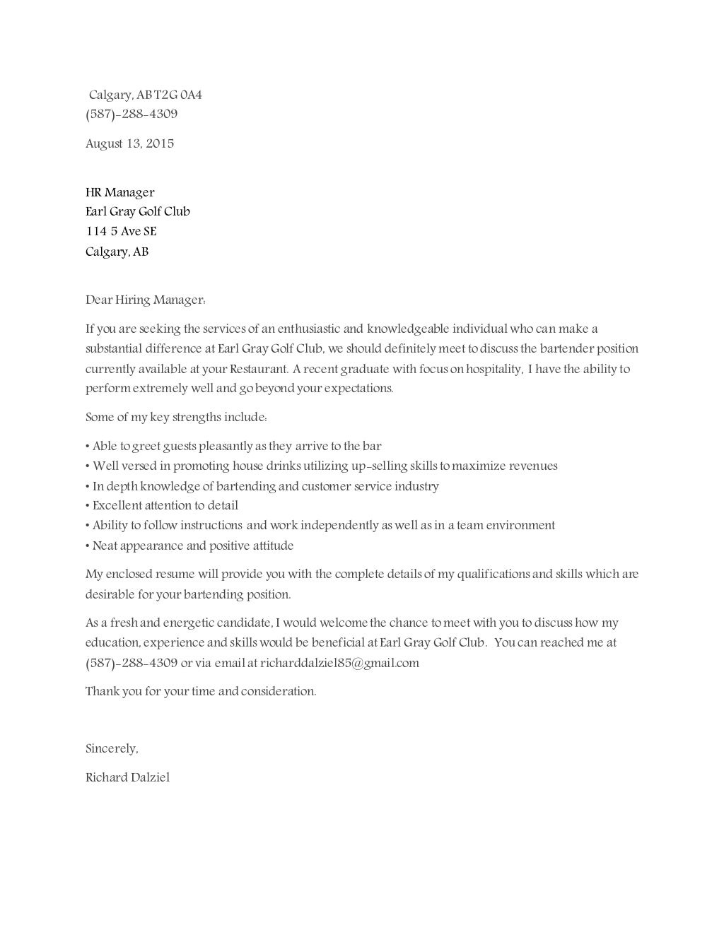 Cover Letter Richard